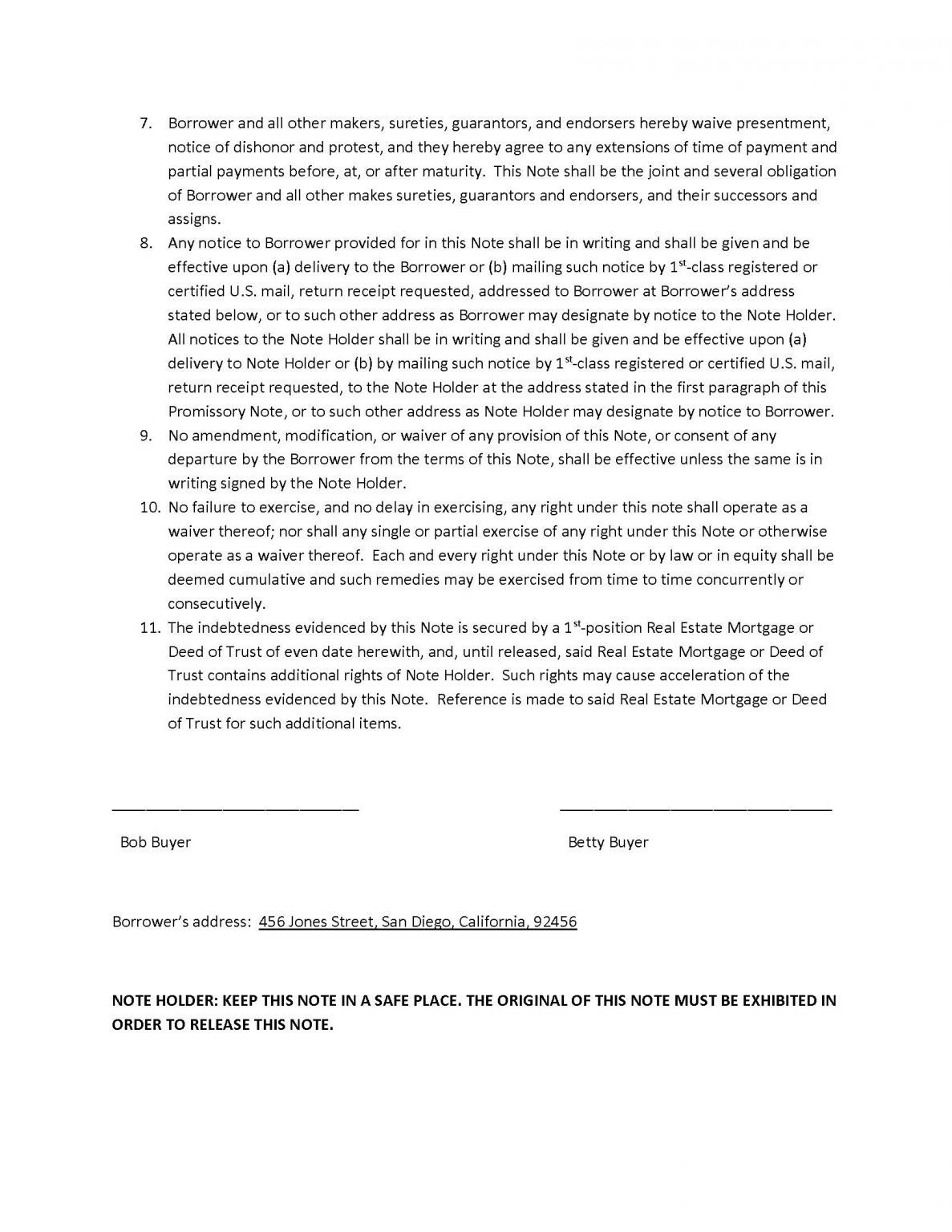 Mortgage Note Example - Seascape Capital